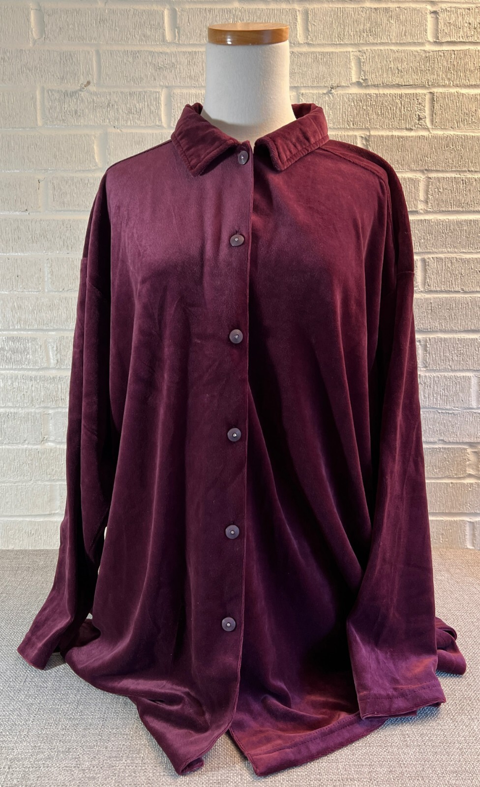 Sag Harbor Woman Plum Stretch Velvet Blouse Tunic Top… - Gem
