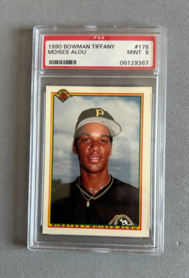 1990 Bowman Tiffany #178 Moises Alou RC PSA 9 MINT Expos Cubs Pirates ...
