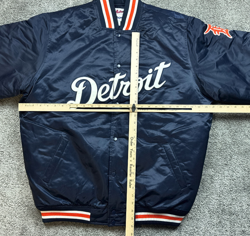 Majestic Detroit Tigers Jacket Large Blue Satin Dugout Authentic ...