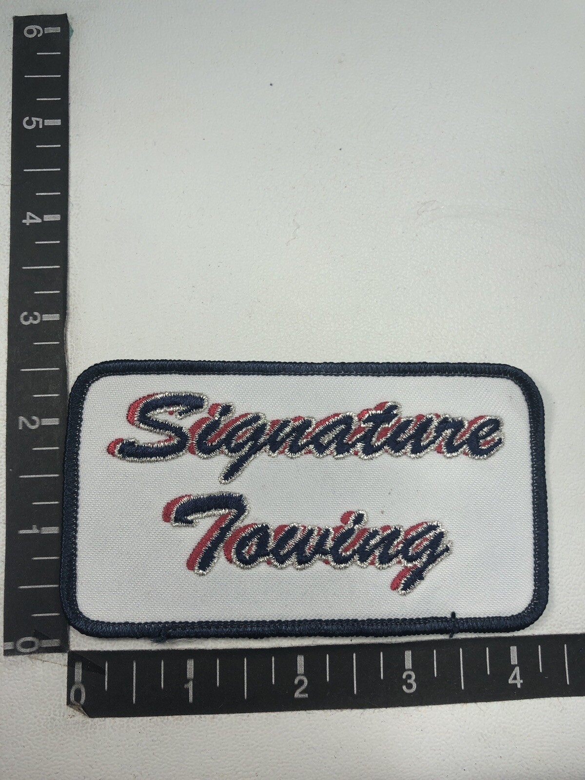 Vtg Ver 1 (has red) TOW TRUCK SIGNATURE TOWING Advertising Patch 07E0 ...