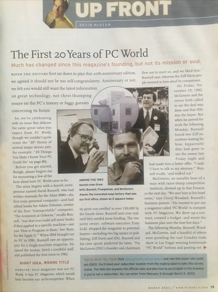 PC World Magazine March 2003 Special 20th Anniversary Issue PC’s ...