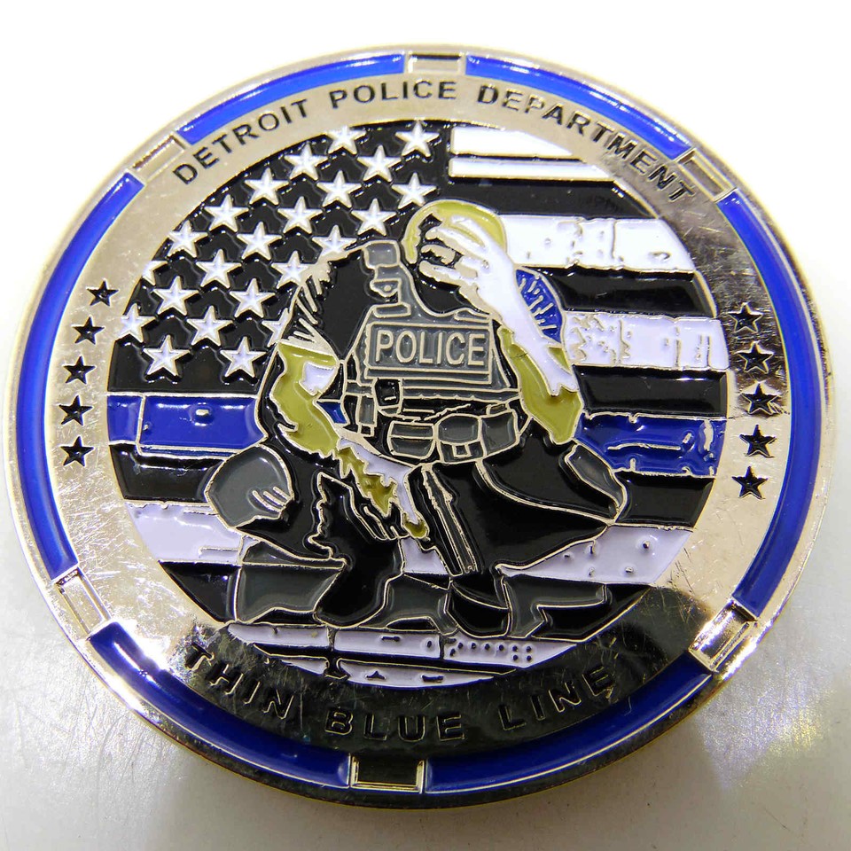 DETROIT POLICE DEPARTMENT THIN BLUE LINE CHALLENGE COIN | eBay