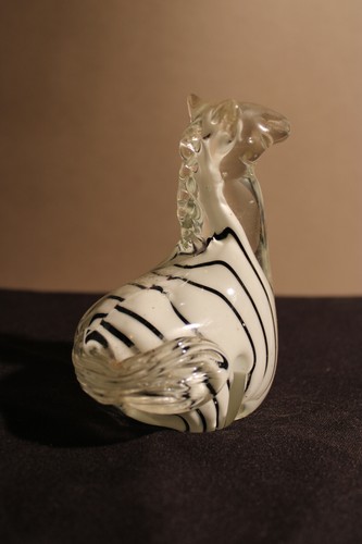 GLASS ART MURANO STYLE ZEBRA HEAVY ZOO ANIMAL PAPERWEIGHT 4-1/2" TALL ...
