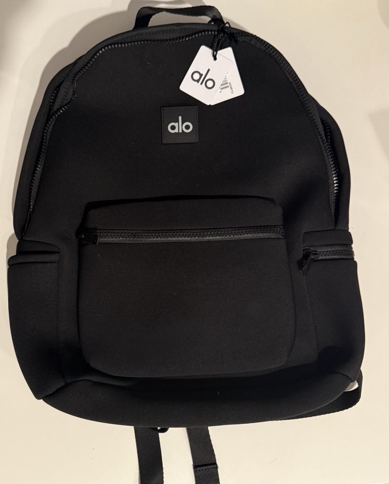 ALO Yoga Sleek Black Backpack w/ Wristlet Unisex Gym Travel Bag New | eBay