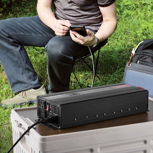 Power Inverter 3000W 6000W 12V DC to 110V 120V AC LCD Outdoor Car Truck ...