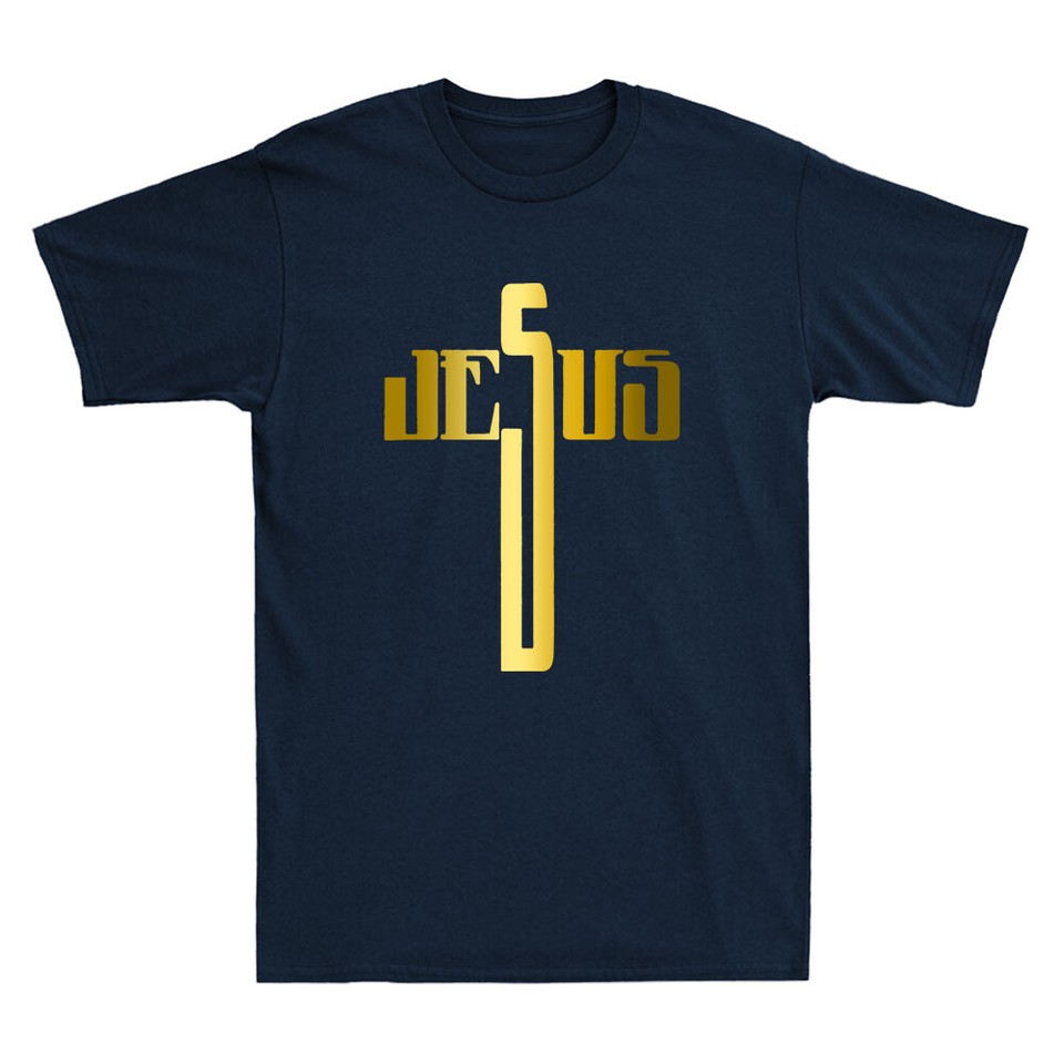 Jesus Cross Christian Religious Golden Printed Men's T-Shirt Faith ...