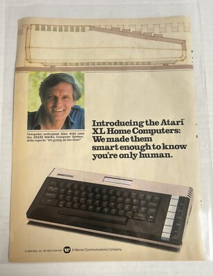 1984 ATARI HOME COMPUTERS Atari 800XL Actor ALAN ALDA 2 Page Magazine ...