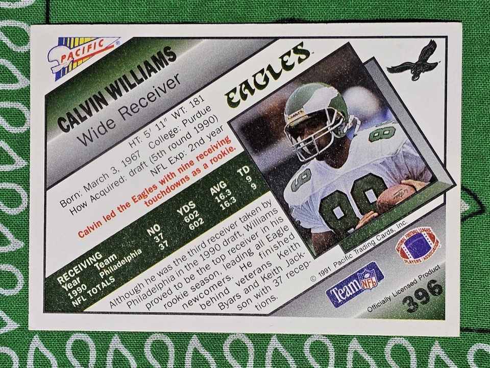 1991 Pacific 🏈 Football Card #396 CALVIN WILLIAMS WR Philadelphia ...
