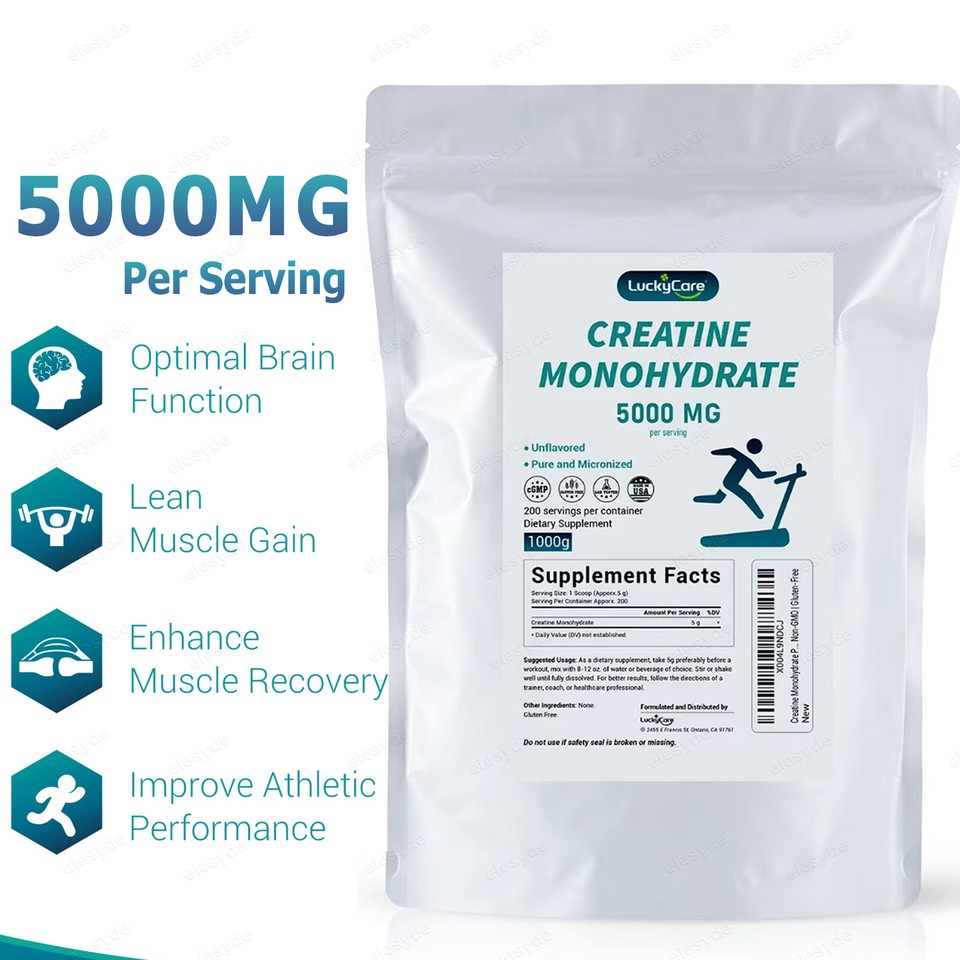 Pure Creatine Monohydrate 2.2lbs Powder Micronized 200 Servings 5g Per ...