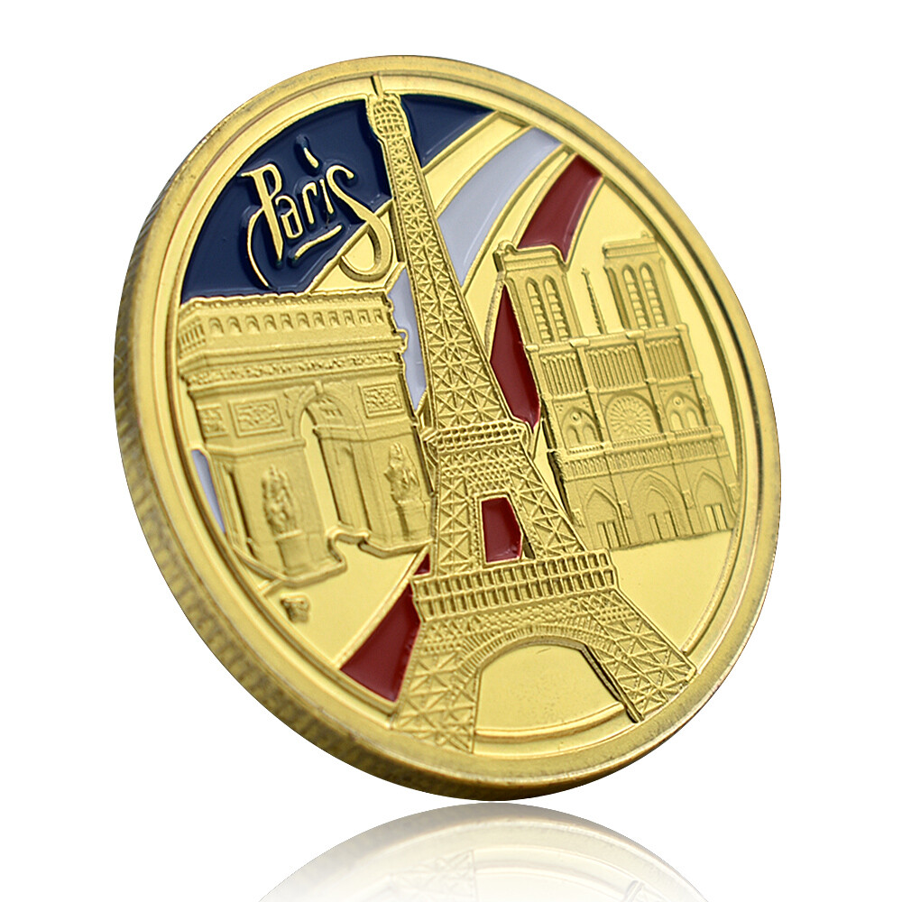 France Notre Dame De Paris Gold Coin Eiffel Tower Commemroative Medal ...