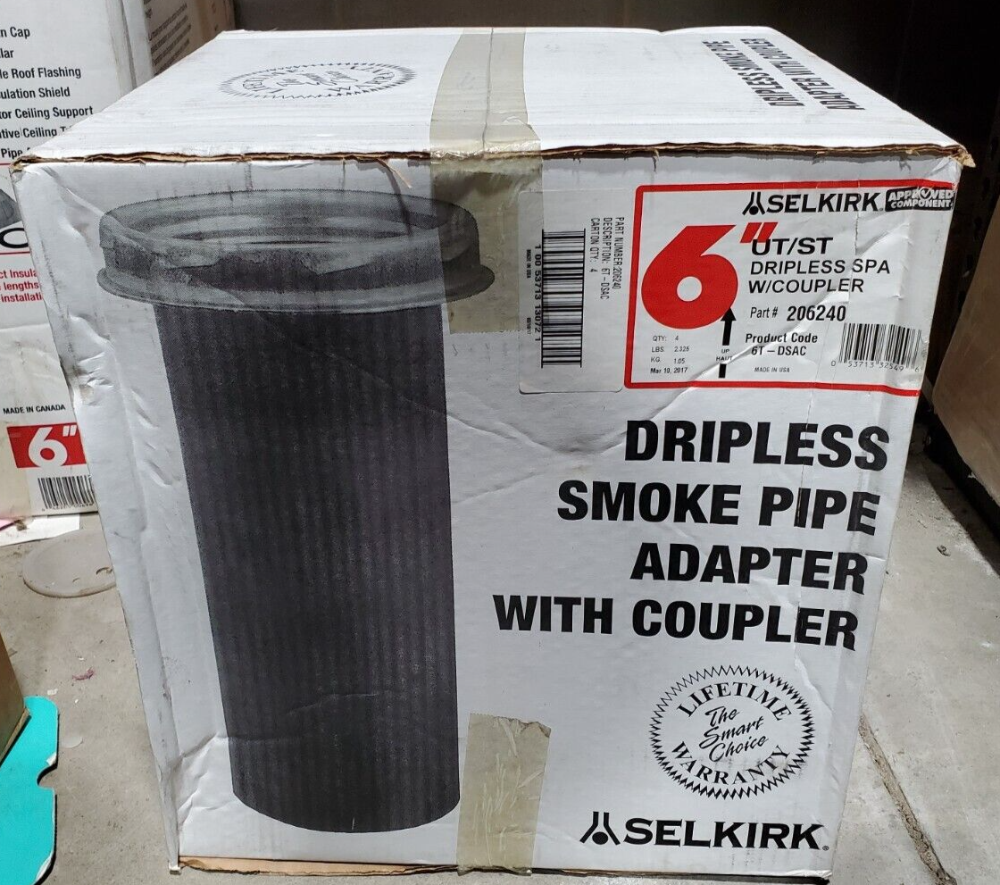 *NEW* Selkirk 6" Single Wall Dripless Smoke Pipe Adapter With Coupler ...