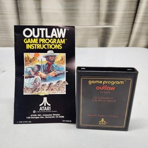 Vintage 1978 Atari 2600 OUTLAW - CX2605 - Cartridge & Manual - tested ...