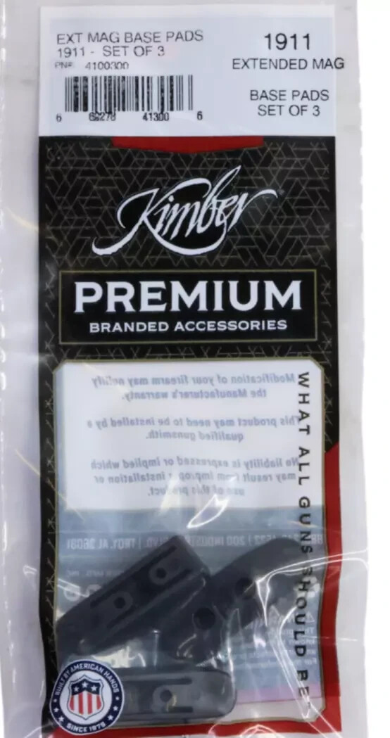 Kimber Factory 1911 Extended Magazine Base Pads - 3 Piece Set 4100300 ...