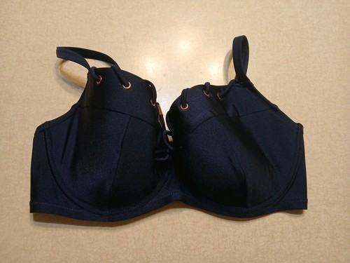 Pour Moi Bikini Swim Top 36F Navy Blue Lined Underwire | eBay