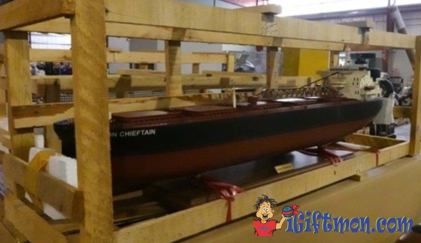 IRON CHIEFTAIN freighter freight ship 40" wooden ship museum display ...