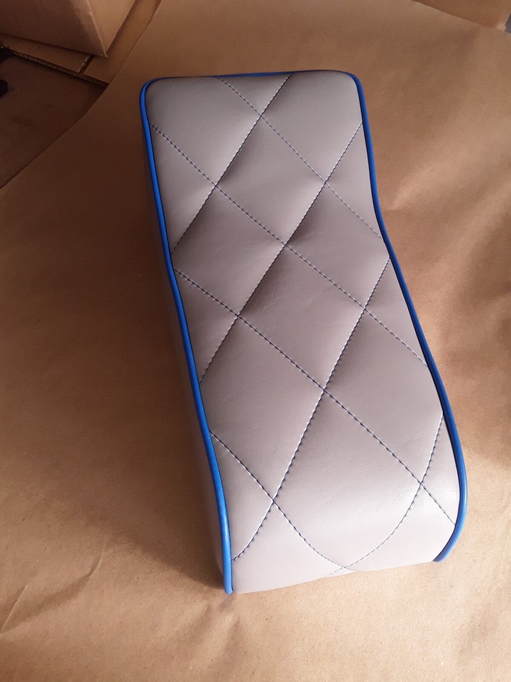 16 x 8 White w/ Blue trim mini- bike seat | eBay