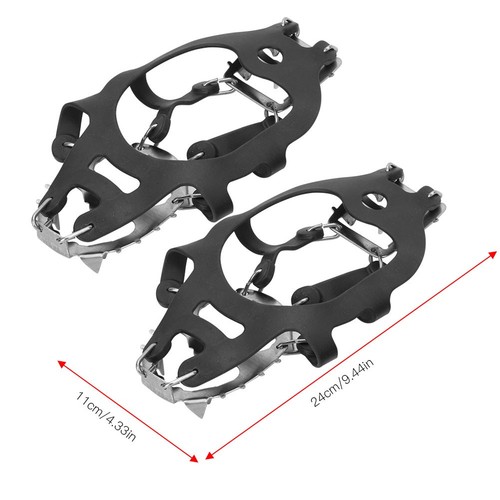 18 Teeth Anti Slip Ice Cleat Shoe Grips Spikes Cleats Crampons Hiking ...