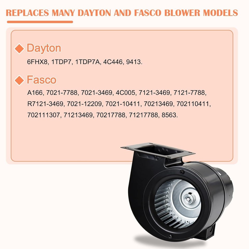 1TDP7 PSC Blower Motor for Dayton & Fasco Model, Dayton 6FHX8, 4C446 ...