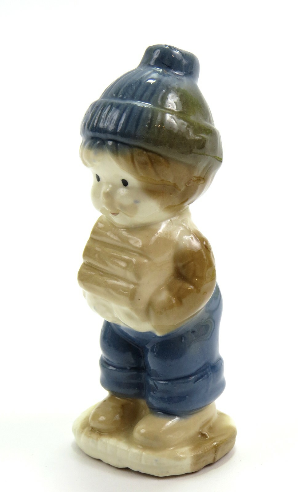 Little Boy Figurine, Carrying a Bundle of Firewood, Ceramic, 3 1/2 ...