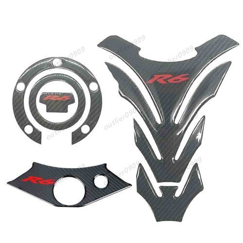 Carbon Fuel Cap Gas Tank Pad Triple Clamp Sticker For Yamaha YZF-R6 ...