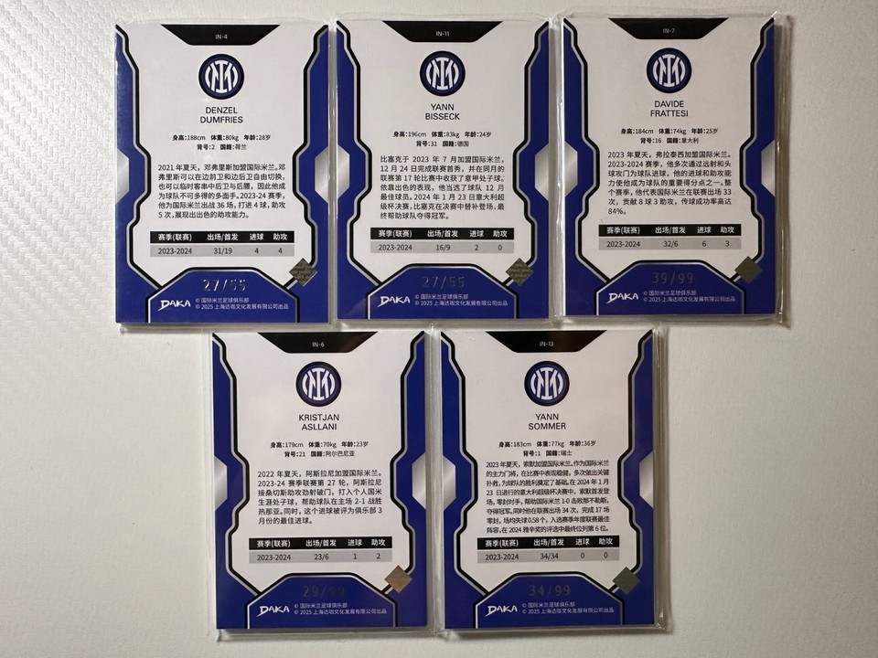 2025 Daka Inter Milan Team Set Soccer Ineffable /55/99 - Davide ...