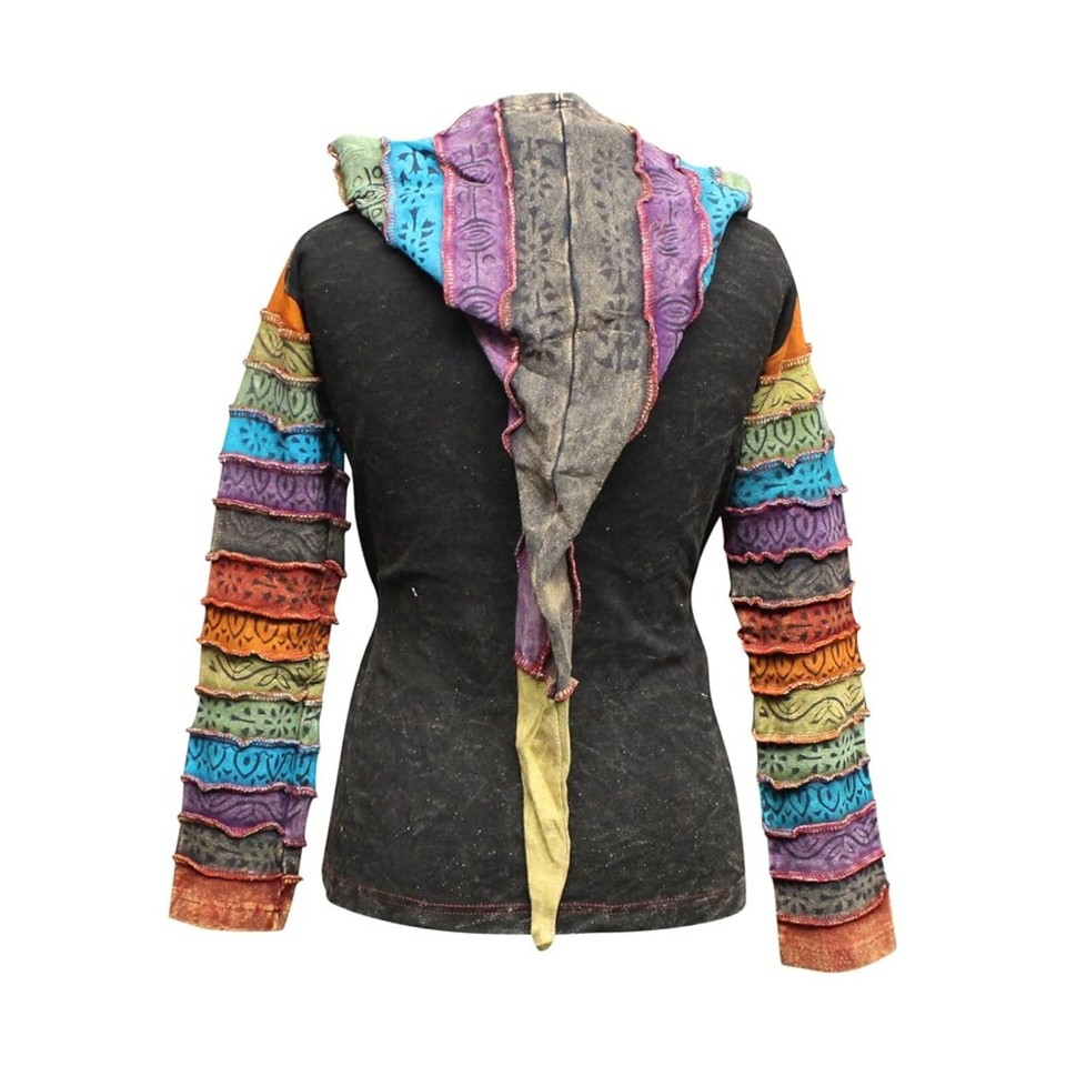 Women's Gothic Boho Sun Patchwork Faded Pixie Hippy Festival Ribs ...