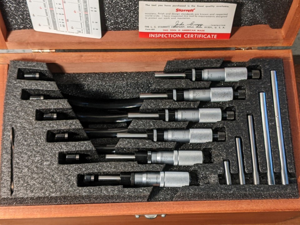 STARRETT 0-6 Inch MICROMETER SET NO 436XFL & 436XRL CARBIDE FACES ...