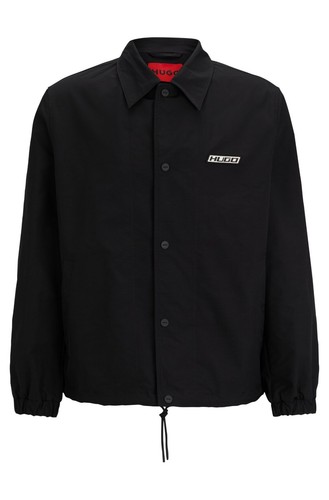 HUGO BOSS Water Repellent Coach Jacket with Logo in Black - Regular Fit ...