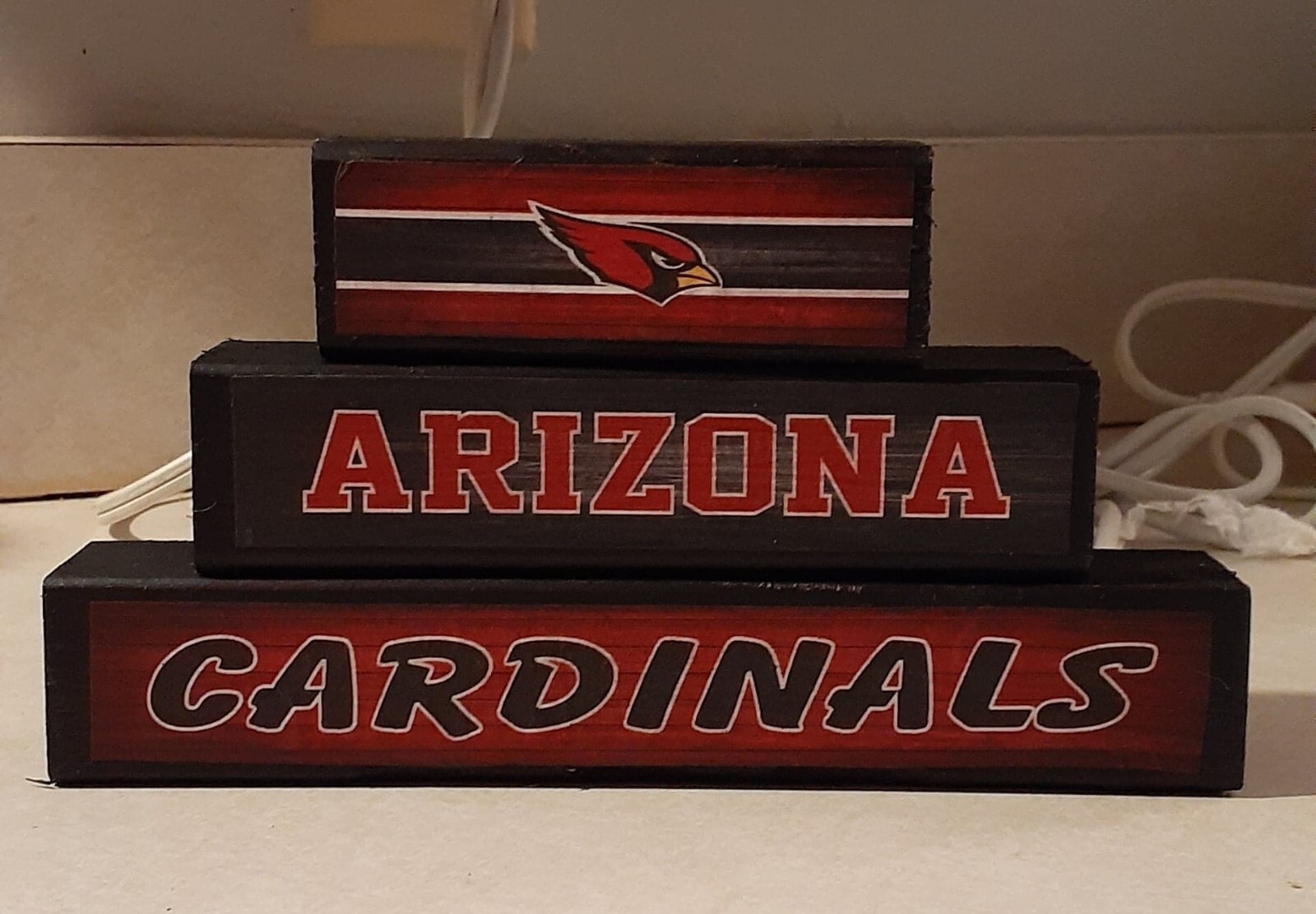Arizona Cardinals 3PC free standing wood stackable signs football ...