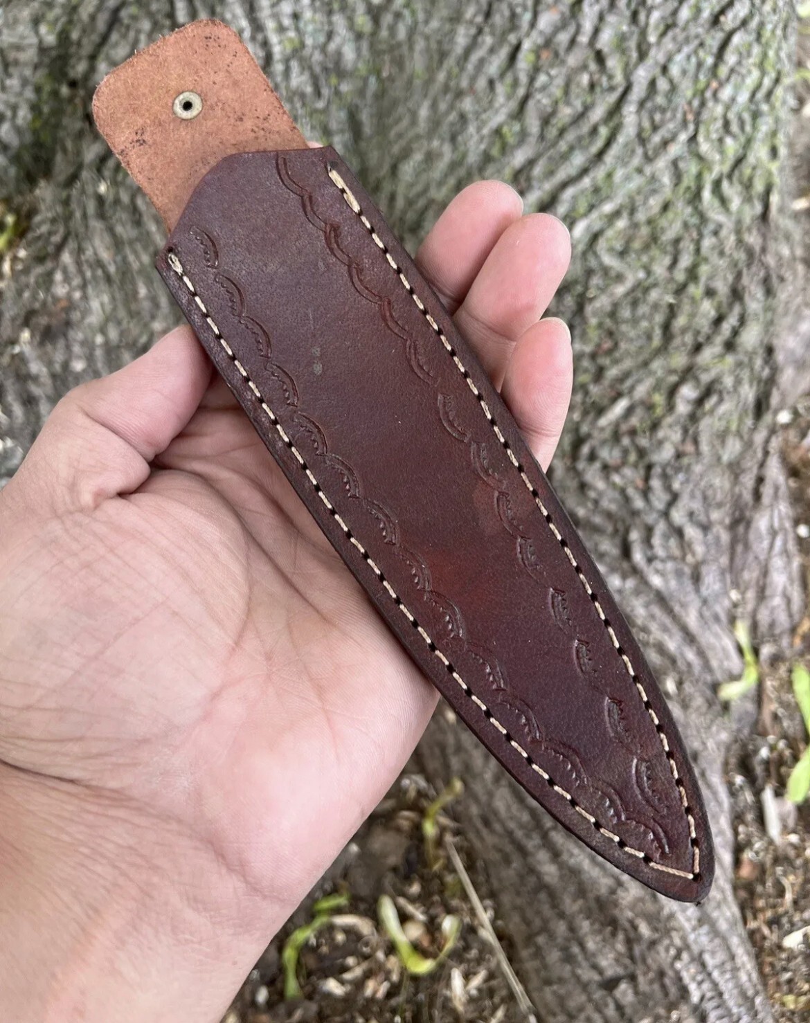 hand forged Damascus steel dirk stiletto machete knife poniard leather ...