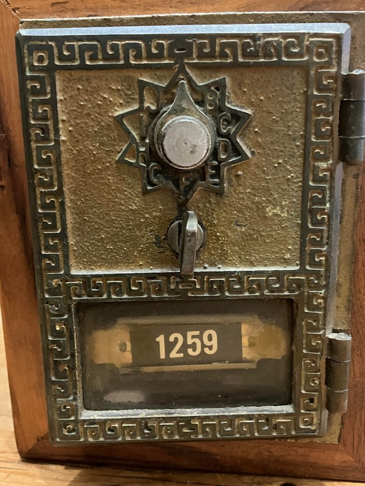 Vintage 1950s Wooden Post Office Box Lock Box Coin Bank Combination ...