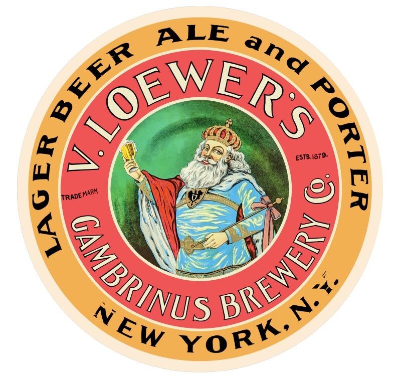 V. Loewer's Gambrinus Beer, NYC NEW Metal Sign: 14" Dia. Steel Round ...