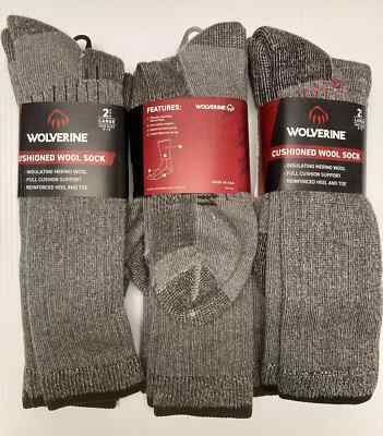 Wolverine Over the Calf Merino Wool Boot Socks, L (men's shoe 9-12), 6 ...