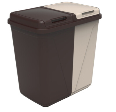 60 Litre Kitchen Bin Dual Compartment Rubbish & Waste Recycling Laundry ...