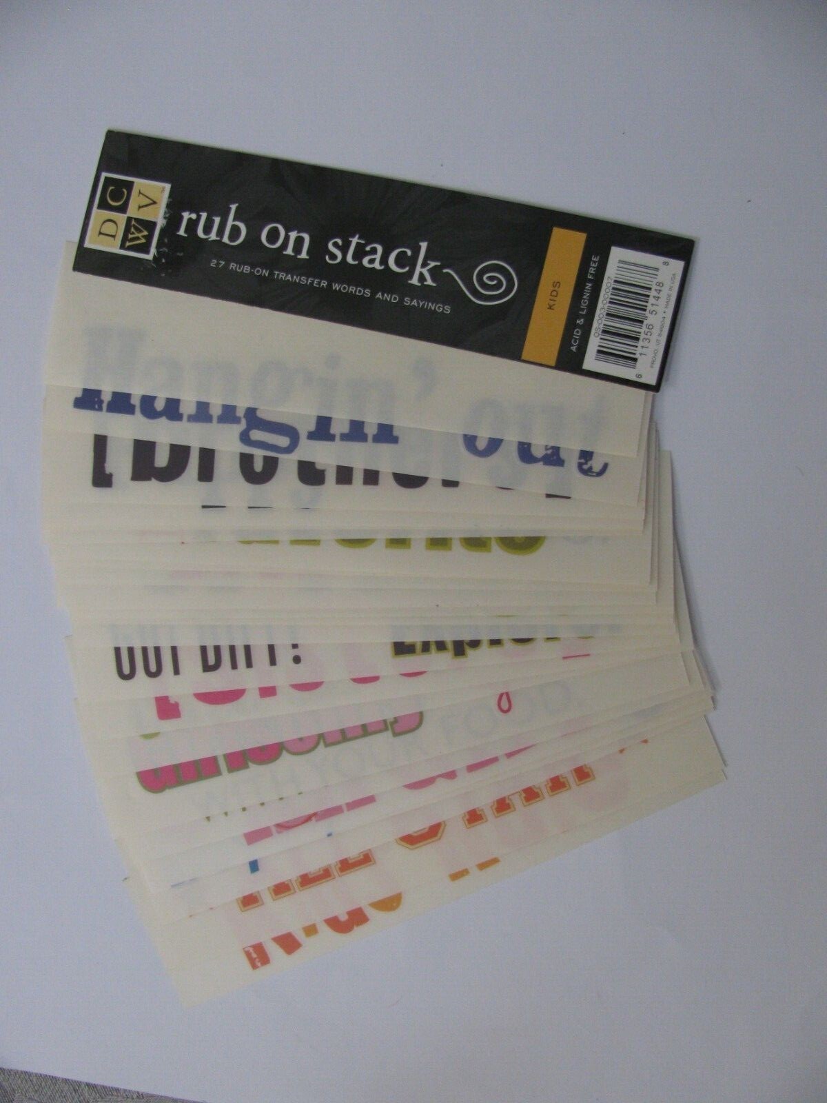 DCWV Rub-On Stack KIDS 1.5" X 6" Open partially used | eBay