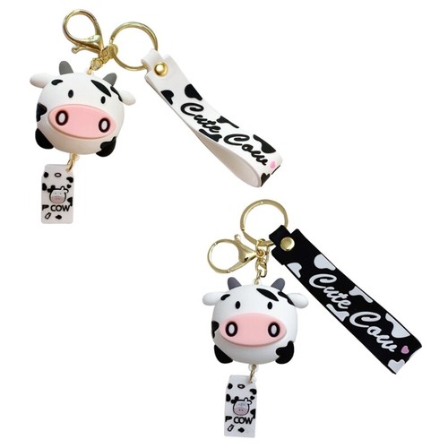 Cow Keychains PVC Material Keys Rings Car Keys Jewelry for Women Girl ...