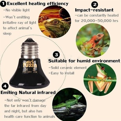 20/60/100W Pet heating bulb mini infrared ceramic for reptile pet ...