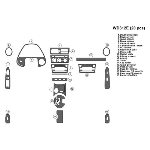 For Lexus IS300 2001-2005 B&I WD312E-SRW 2D Rosewood Large Dash Kit 20 ...