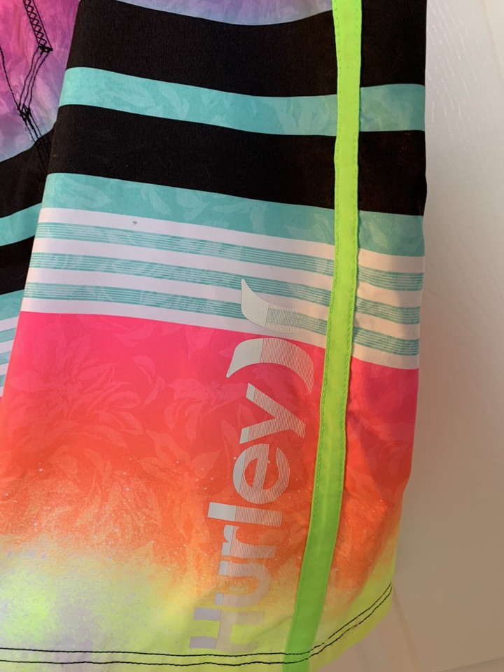 Hurley Men's size 42 Board Shorts Swim Trunks fluorescent multi color ...