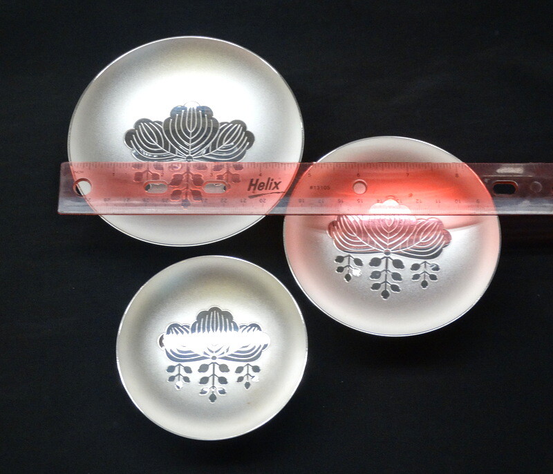 3 Size JAPAN 1000 Silver SAKE Dish Bowl Set IMPERIAL MON PAULOWNIA ...