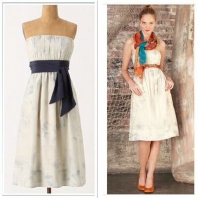 Anthropologie Edme Esyllte Dress Fanning Triangles Strapless Silk ...