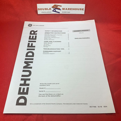 GE Dehumidifier APEL70 Owner's Manual 49-7766 | eBay