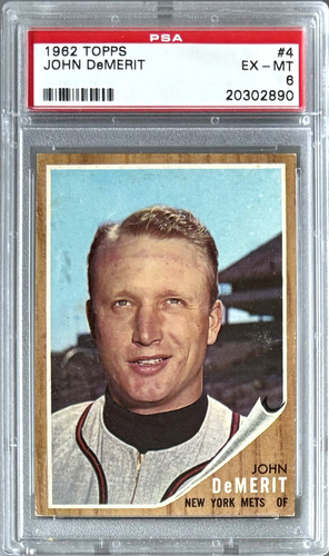 1962 TOPPS #4 JOHN DeMERIT PSA 6 EX-NM METS | eBay