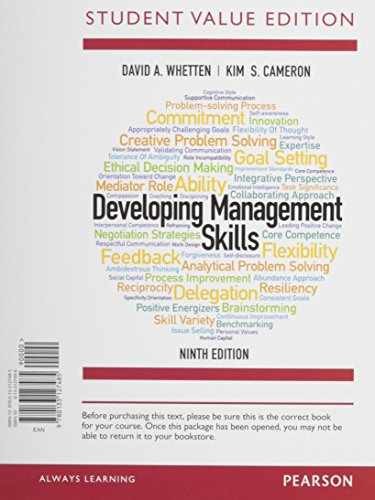Developing Management Skills, Student - Loose Leaf, by Whetten David A ...
