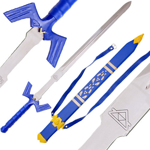 42" LEGEND ZELDA REAL STEEL MASTER SWORD LEATHER SHEATH costume link ...