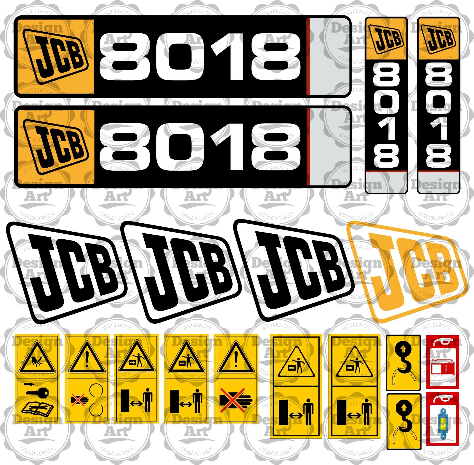 JCB 8018 Mini Bagger Digger Aufkleber Set Decals | eBay.de