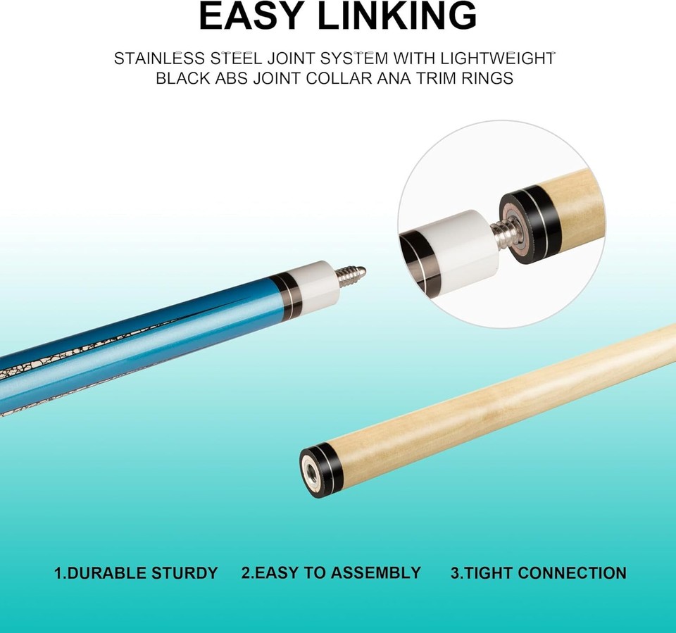 Pool Cues 58 inch Pool Cue Stick Fiber Leather tip 4-Colors for ...