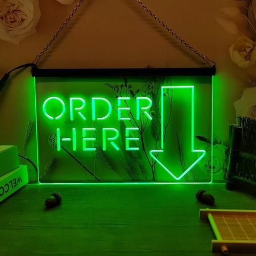 Order Here LED Neon Light Sign Display Restaurant Cafe Business Wall ...