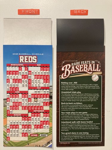 MLB CINCINNATI REDS 2025 MAGNET SCHEDULE (9" X 3 1/2") TEAMS, DATES ...