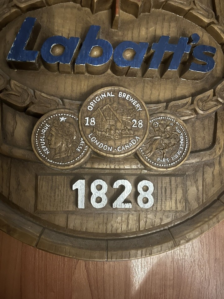 Labatt’s On Tap plastic Beer Sign Labatt Blue Canadian 19" Faux Wood ...